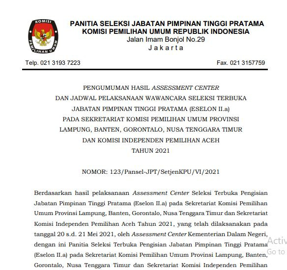 Pengumuman Hasil Assessment Center dan Jadwal Pelaksanaan Wawancara ...